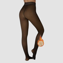 Thermal Fleece-Lined Footed Tights for Winter | Opaque Warm Winter Tights – Lunerva